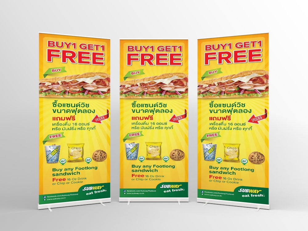 ใบปลิว และ Rollup ร้าน Subway • artworkdesign.co